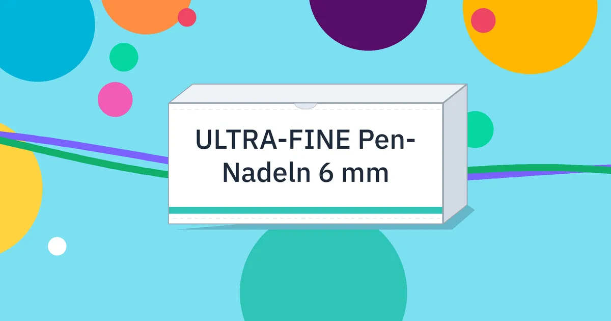 Symbolbild: Packung mit der Aufschrift ULTRA-FINE Pen-Nadeln 6 mm (PZN 20540000) – Verfügbarkeit und Bezug in Apotheken in Frankfurt am Main