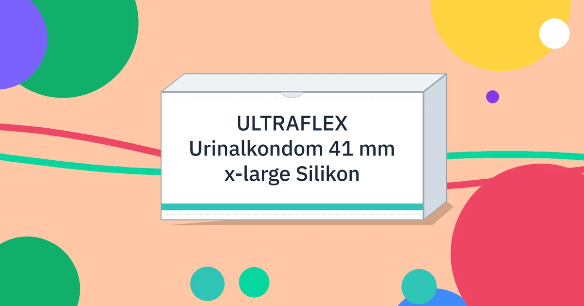 Symbolbild: Packung mit der Aufschrift ULTRAFLEX Urinalkondom 41 mm x-large Silikon (PZN 11136470) – Verfügbarkeit und Bezug in Apotheken in Frankfurt am Main