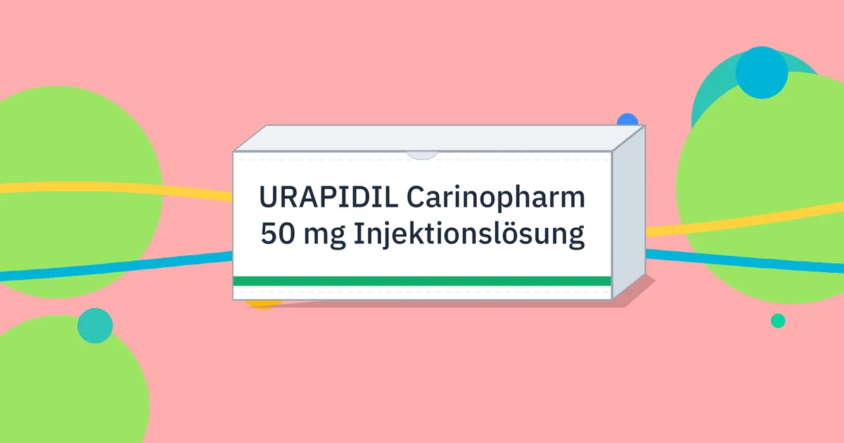 Symbolbild: Packung mit der Aufschrift URAPIDIL Carinopharm 50 mg Injektionslösung (PZN 14261419) – Verfügbarkeit und Bezug in Apotheken in Frankfurt am Main