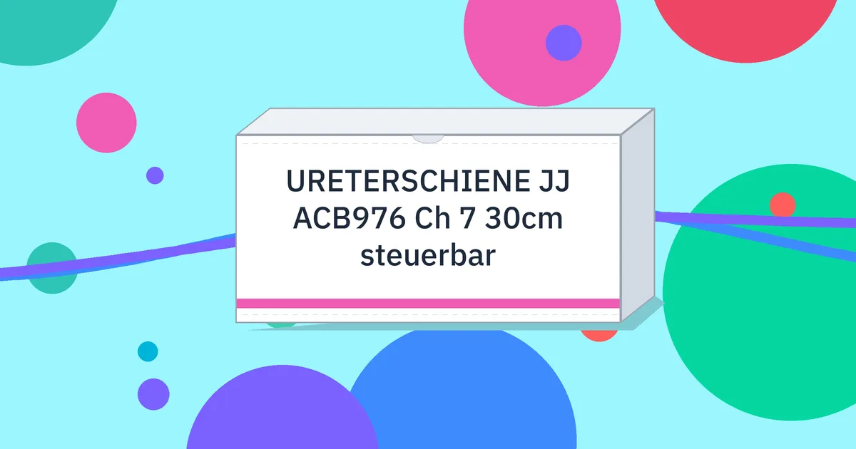 Symbolbild: Packung mit der Aufschrift URETERSCHIENE JJ ACB976 Ch 7 30cm steuerbar (PZN 00486876) – Verfügbarkeit und Bezug in Apotheken in Frankfurt am Main