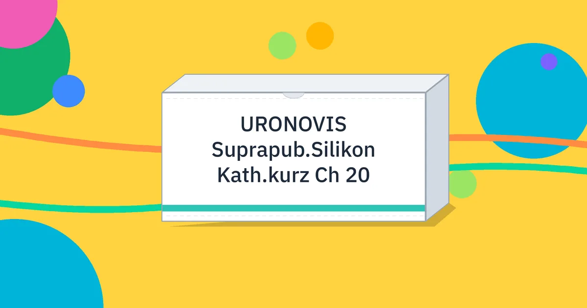 Symbolbild: Packung mit der Aufschrift URONOVIS Suprapub.Silikon Kath.kurz Ch 20 (PZN 02807362) – Verfügbarkeit und Bezug in Apotheken in Frankfurt am Main