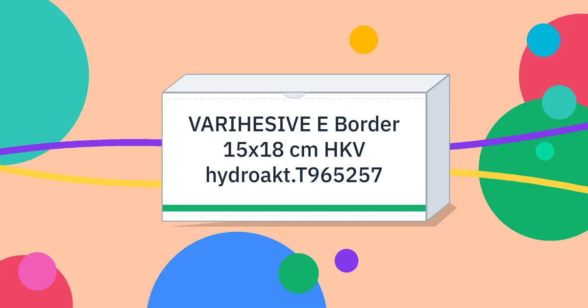 Symbolbild: Packung mit der Aufschrift VARIHESIVE E Border 15x18 cm HKV hydroakt.T965257 (PZN 01547373) – Verfügbarkeit und Bezug in Apotheken in Frankfurt am Main