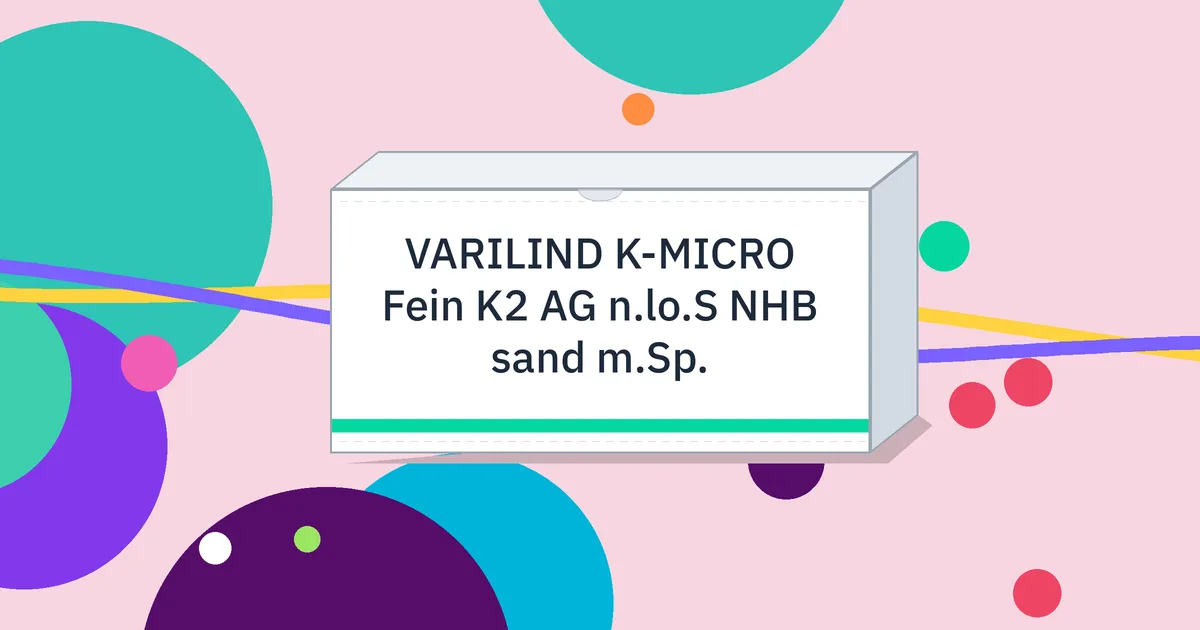 Symbolbild: Packung mit der Aufschrift VARILIND K-MICRO Fein K2 AG n.lo.S NHB sand m.Sp. (PZN 20555800) – Verfügbarkeit und Bezug in Apotheken in Frankfurt am Main
