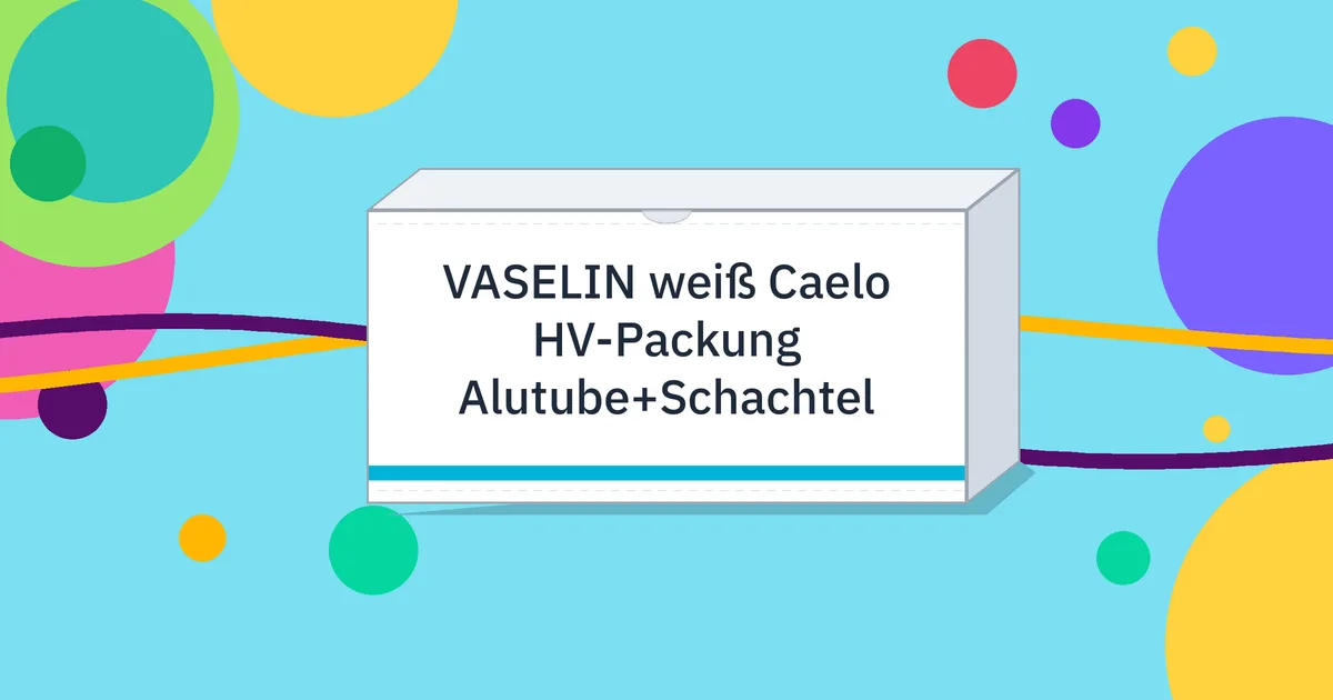 Symbolbild: Packung mit der Aufschrift VASELIN weiß Caelo HV-Packung Alutube+Schachtel (PZN 10260995) – Verfügbarkeit und Bezug in Apotheken in Frankfurt am Main