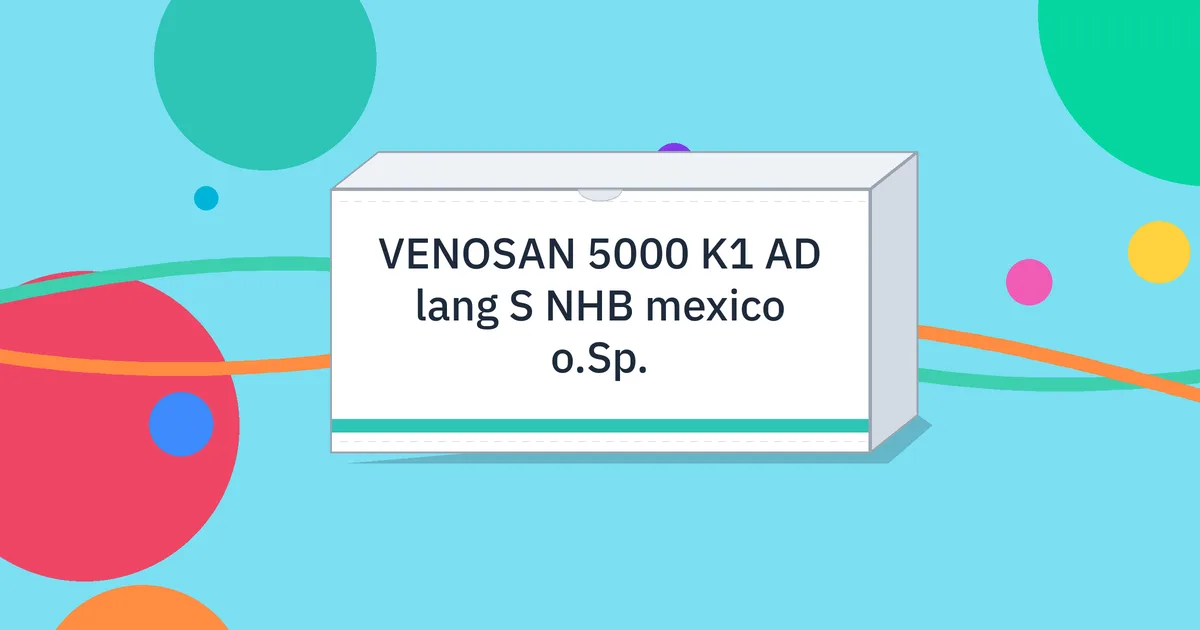 Symbolbild: Packung mit der Aufschrift VENOSAN 5000 K1 AD lang S NHB mexico o.Sp. (PZN 14429250) – Verfügbarkeit und Bezug in Apotheken in Frankfurt am Main