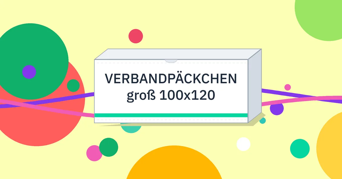 Symbolbild: Packung mit der Aufschrift VERBANDPÄCKCHEN groß 100x120 (PZN 04866239) – Verfügbarkeit und Bezug in Apotheken in Frankfurt am Main