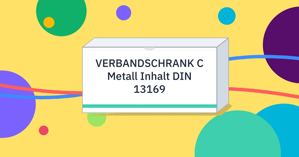 Symbolbild: Packung mit der Aufschrift VERBANDSCHRANK C Metall Inhalt DIN 13169 (PZN 12491517) – Verfügbarkeit und Bezug in Apotheken in Frankfurt am Main