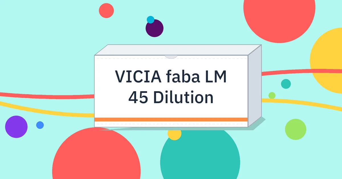 Symbolbild: Packung mit der Aufschrift VICIA faba LM 45 Dilution (PZN 13273202) – Verfügbarkeit und Bezug in Apotheken in Frankfurt am Main