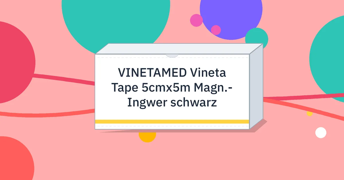 Symbolbild: Packung mit der Aufschrift VINETAMED Vineta Tape 5cmx5m Magn.-Ingwer schwarz (PZN 19488599) – Verfügbarkeit und Bezug in Apotheken in Frankfurt am Main