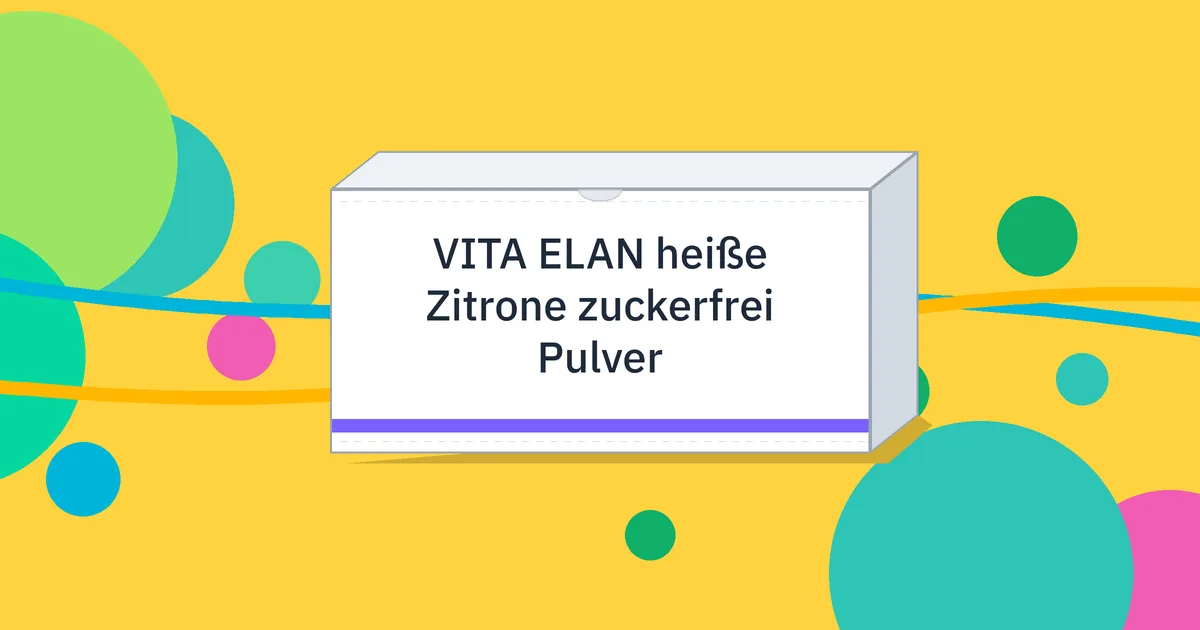 Symbolbild: Packung mit der Aufschrift VITA ELAN heiße Zitrone zuckerfrei Pulver (PZN 08878417) – Verfügbarkeit und Bezug in Apotheken in Frankfurt am Main