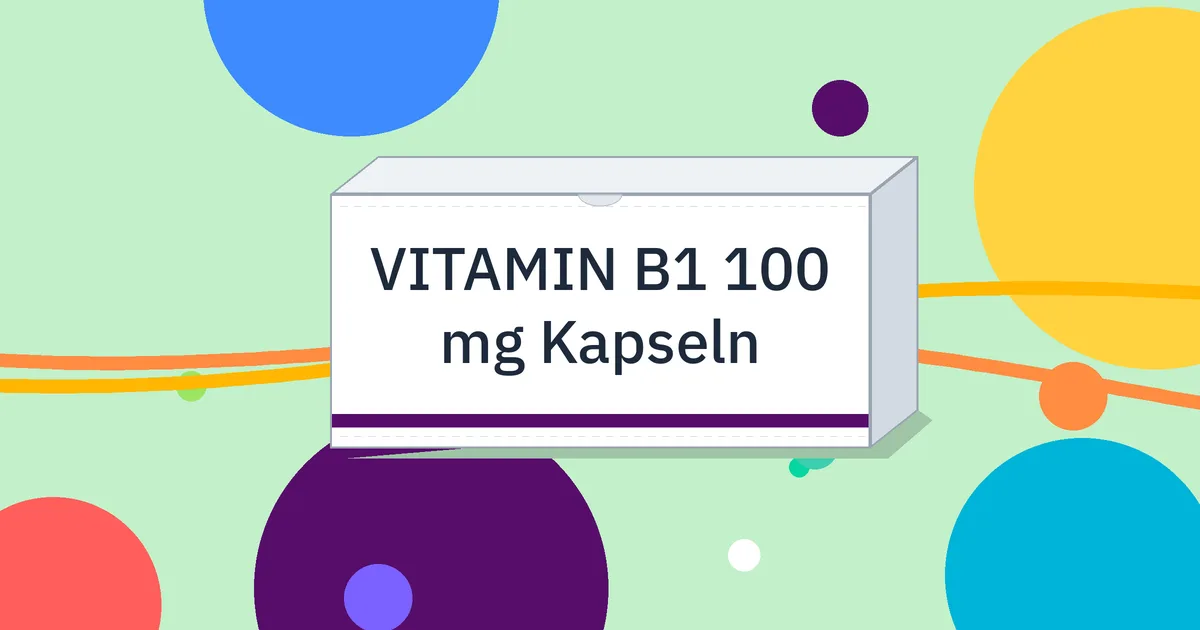 Symbolbild: Packung mit der Aufschrift VITAMIN B1 100 mg Kapseln (PZN 18426248) – Verfügbarkeit und Bezug in Apotheken in Frankfurt am Main