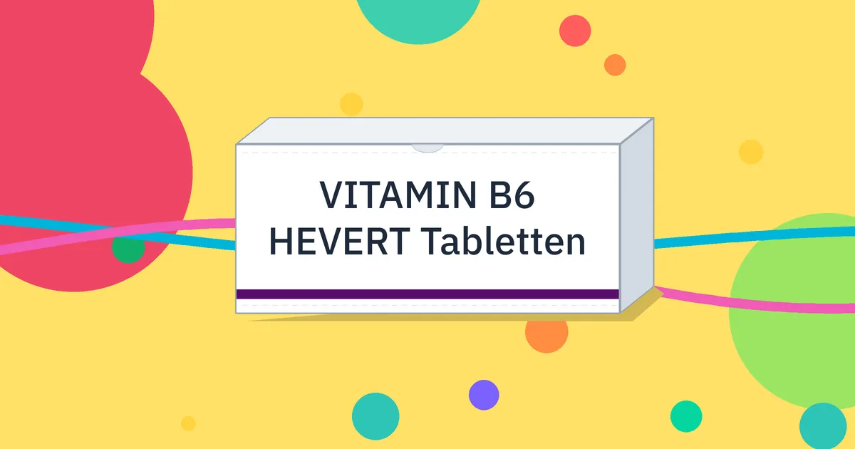 Symbolbild: Packung mit der Aufschrift VITAMIN B6 HEVERT Tabletten (PZN 19636982) – Verfügbarkeit und Bezug in Apotheken in Frankfurt am Main