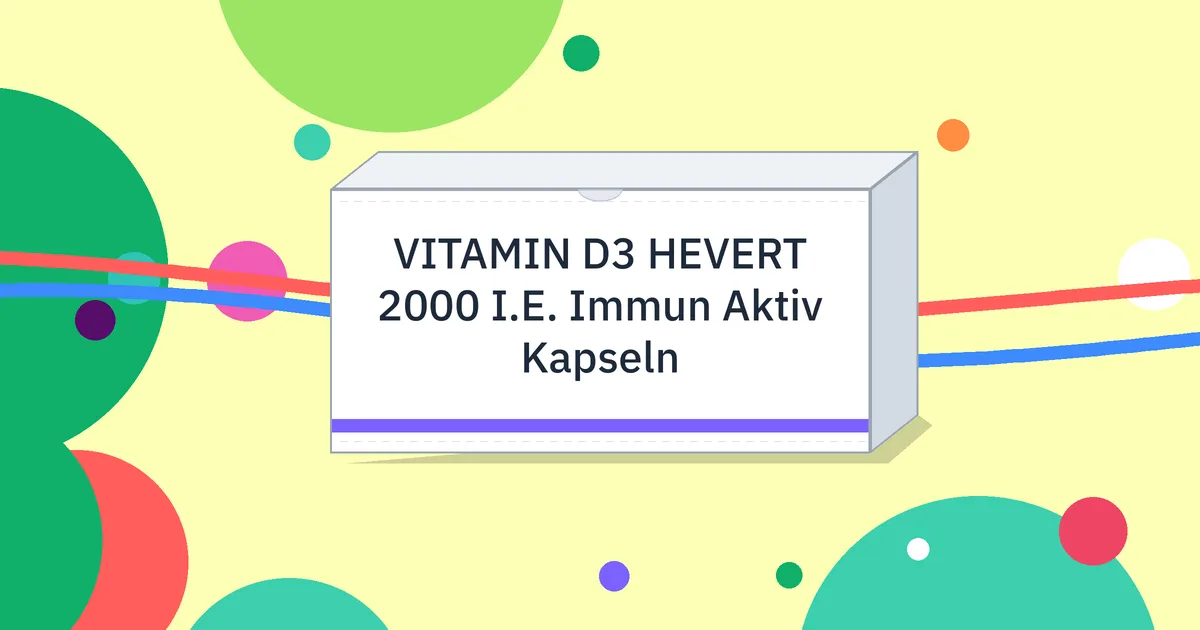 Symbolbild: Packung mit der Aufschrift VITAMIN D3 HEVERT 2000 I.E. Immun Aktiv Kapseln (PZN 19411467) – Verfügbarkeit und Bezug in Apotheken in Frankfurt am Main