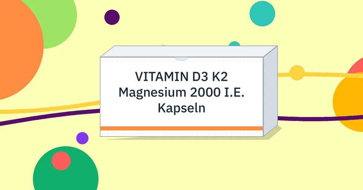 Symbolbild: Packung mit der Aufschrift VITAMIN D3 K2 Magnesium 2000 I.E. Kapseln (PZN 18704368) – Verfügbarkeit und Bezug in Apotheken in Frankfurt am Main