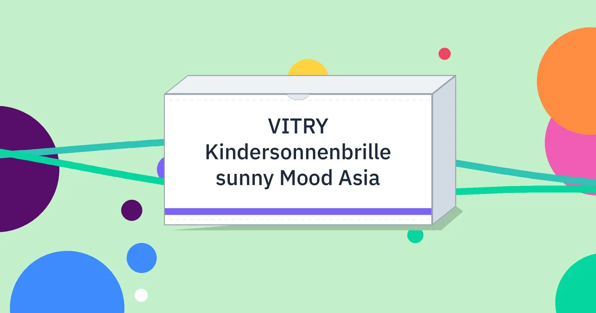 Symbolbild: Packung mit der Aufschrift VITRY Kindersonnenbrille sunny Mood Asia (PZN 18452955) – Verfügbarkeit und Bezug in Apotheken in Frankfurt am Main
