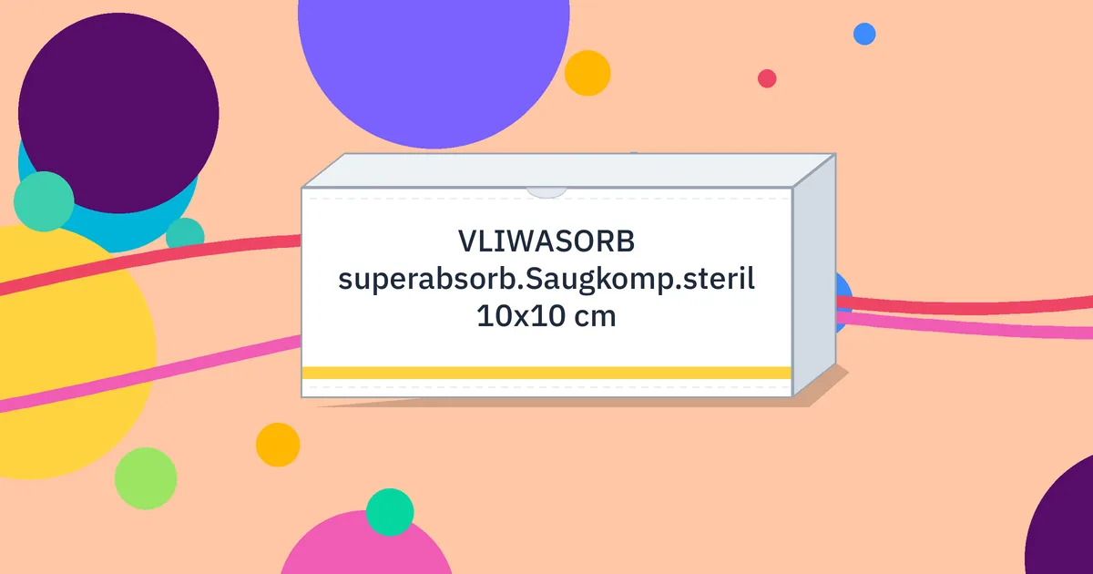 Symbolbild: Packung mit der Aufschrift VLIWASORB superabsorb.Saugkomp.steril 10x10 cm (PZN 18437861) – Verfügbarkeit und Bezug in Apotheken in Frankfurt am Main