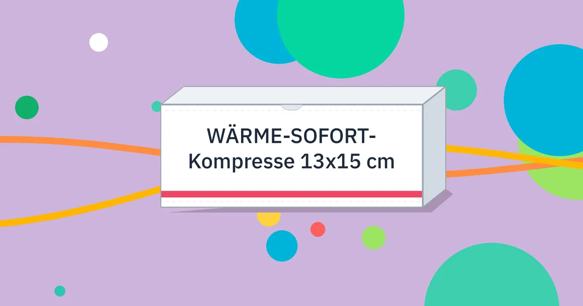 Symbolbild: Packung mit der Aufschrift WÄRME-SOFORT-Kompresse 13x15 cm (PZN 15249633) – Verfügbarkeit und Bezug in Apotheken in Frankfurt am Main