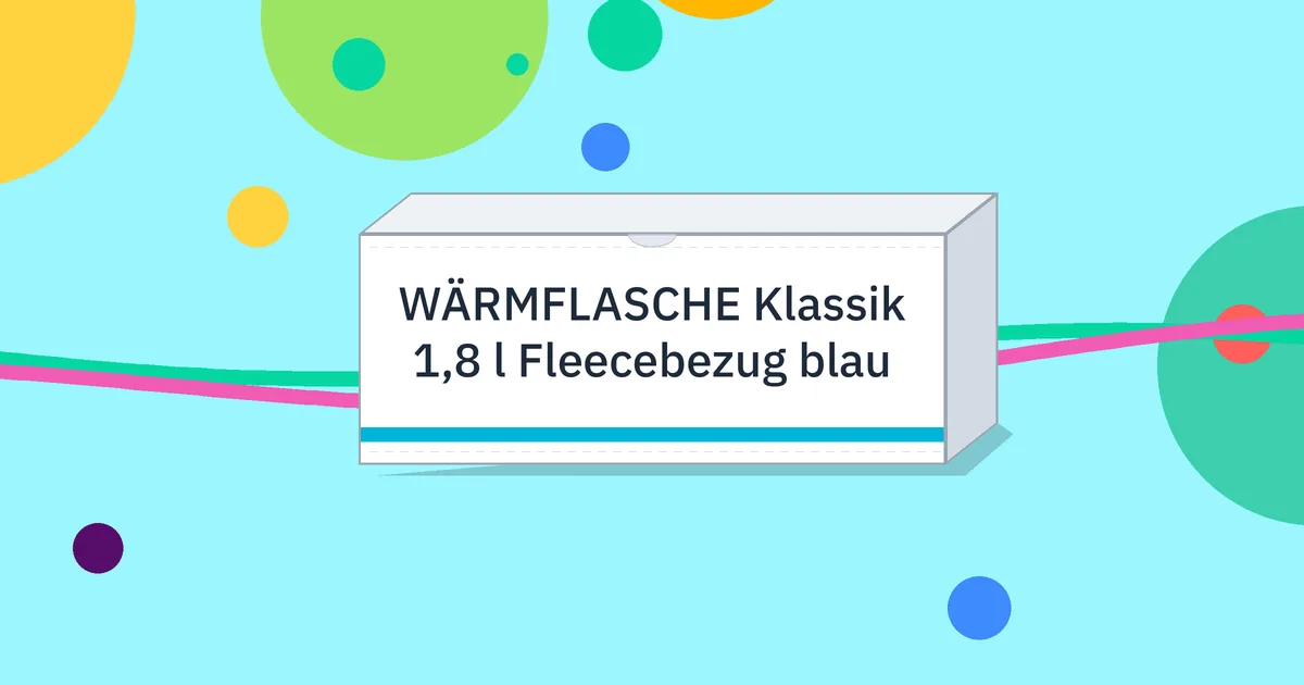 Symbolbild: Packung mit der Aufschrift WÄRMFLASCHE Klassik 1,8 l Fleecebezug blau (PZN 09888955) – Verfügbarkeit und Bezug in Apotheken in Frankfurt am Main