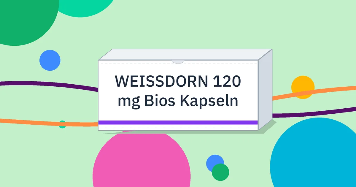 Symbolbild: Packung mit der Aufschrift WEISSDORN 120 mg Bios Kapseln (PZN 03488031) – Verfügbarkeit und Bezug in Apotheken in Frankfurt am Main