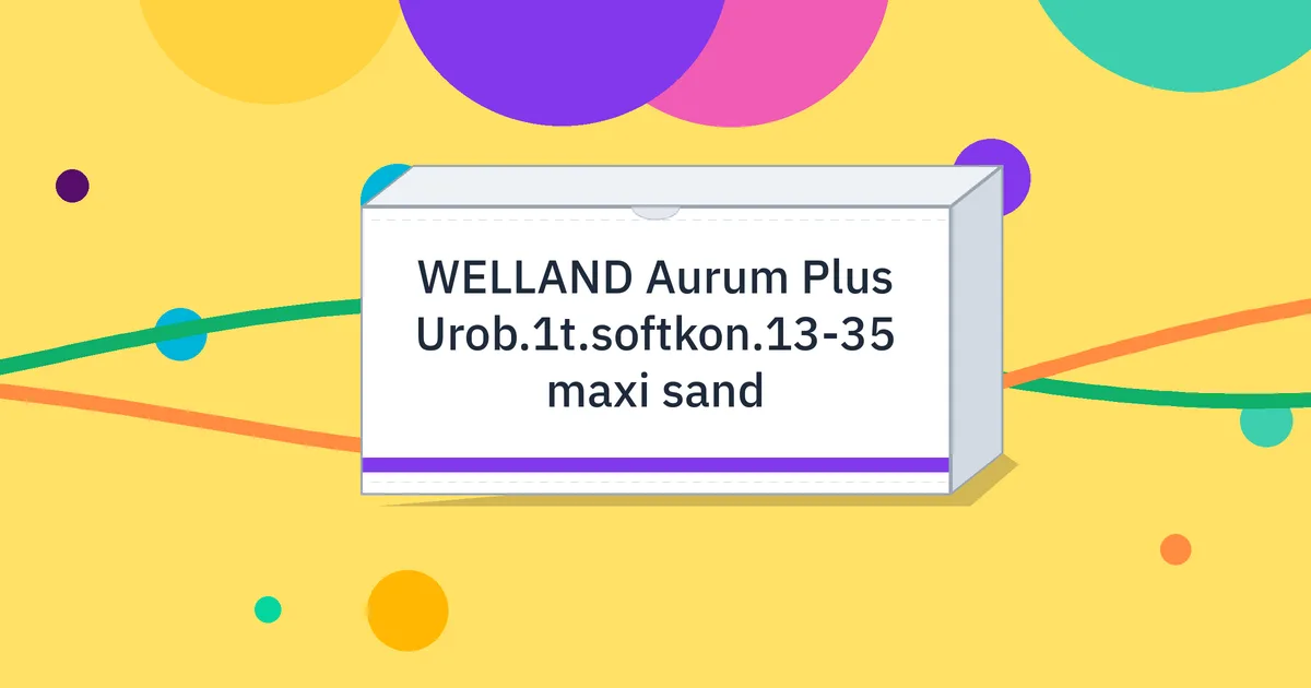Symbolbild: Packung mit der Aufschrift WELLAND Aurum Plus Urob.1t.softkon.13-35 maxi sand (PZN 18826597) – Verfügbarkeit und Bezug in Apotheken in Frankfurt am Main
