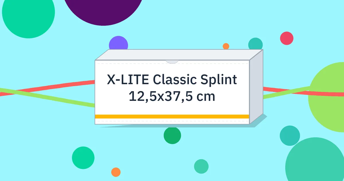 Symbolbild: Packung mit der Aufschrift X-LITE Classic Splint 12,5x37,5 cm (PZN 11188923) – Verfügbarkeit und Bezug in Apotheken in Frankfurt am Main