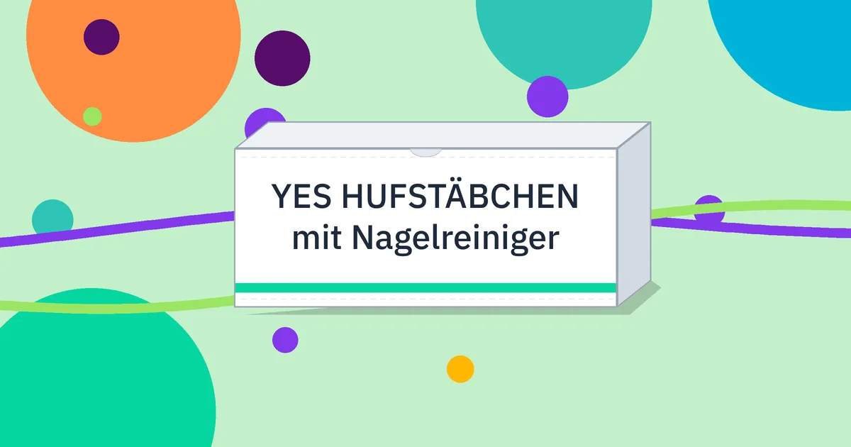 Symbolbild: Packung mit der Aufschrift YES HUFSTÄBCHEN mit Nagelreiniger (PZN 14220768) – Verfügbarkeit und Bezug in Apotheken in Frankfurt am Main
