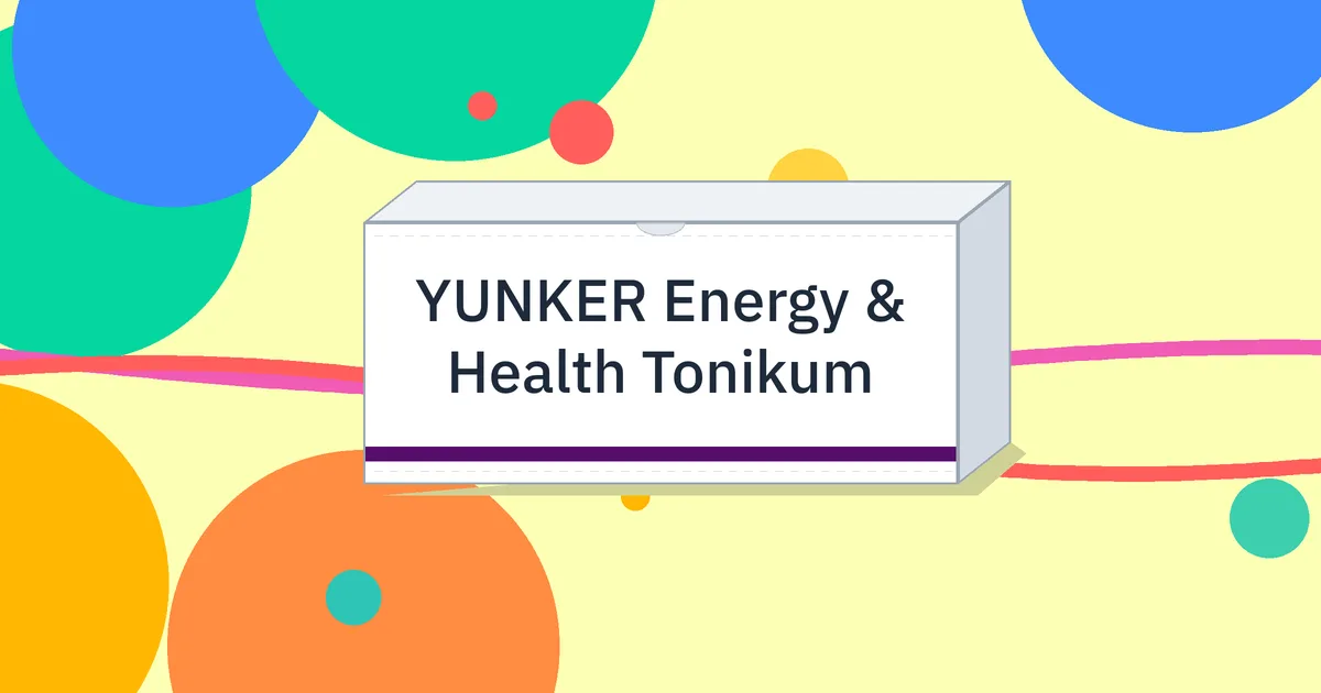Symbolbild: Packung mit der Aufschrift YUNKER Energy & Health Tonikum (PZN 19118299) – Verfügbarkeit und Bezug in Apotheken in Frankfurt am Main