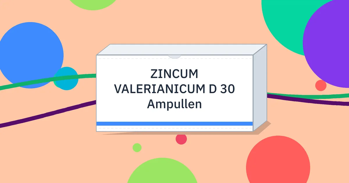 Symbolbild: Packung mit der Aufschrift ZINCUM VALERIANICUM D 30 Ampullen (PZN 11708966) – Verfügbarkeit und Bezug in Apotheken in Frankfurt am Main