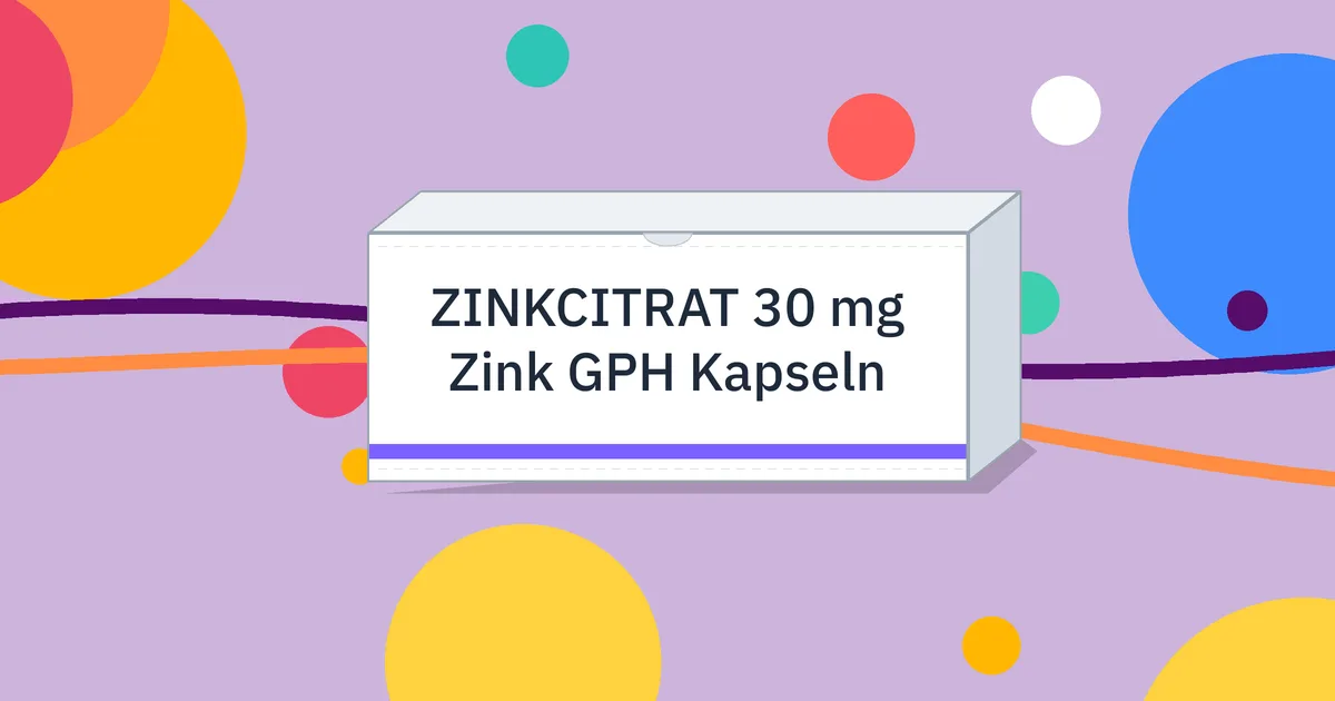 Symbolbild: Packung mit der Aufschrift ZINKCITRAT 30 mg Zink GPH Kapseln (PZN 20283916) – Verfügbarkeit und Bezug in Apotheken in Frankfurt am Main