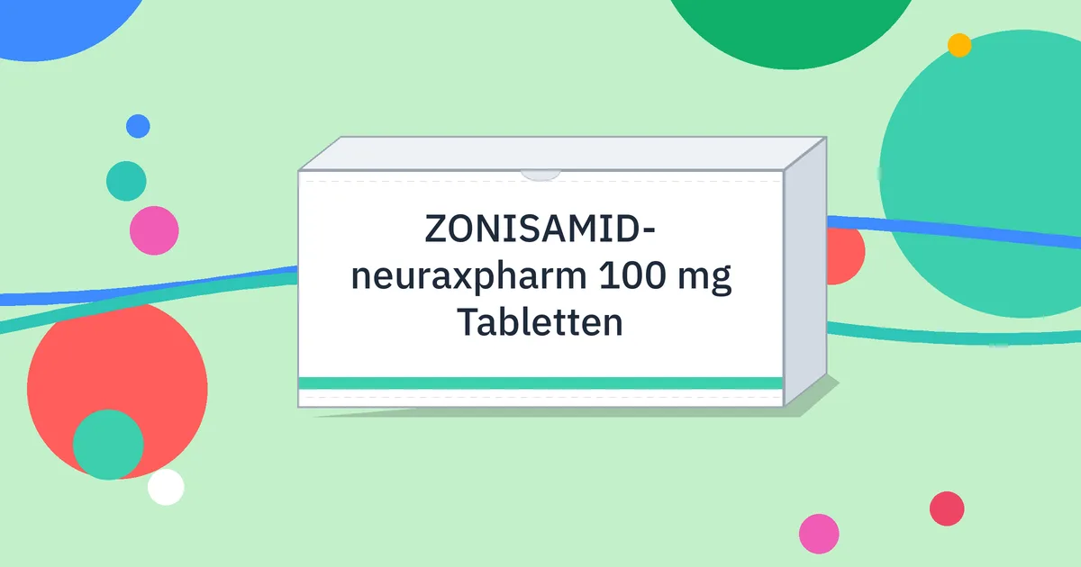 Symbolbild: Packung mit der Aufschrift ZONISAMID-neuraxpharm 100 mg Tabletten (PZN 18135746) – Verfügbarkeit und Bezug in Apotheken in Frankfurt am Main