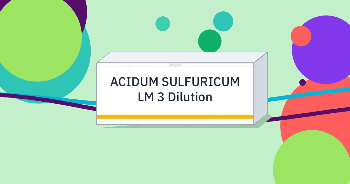 Symbolbild: Packung mit der Aufschrift ACIDUM SULFURICUM LM 3 Dilution (PZN 12753928) – Verfügbarkeit und Bezug in Apotheken in Frankfurt am Main