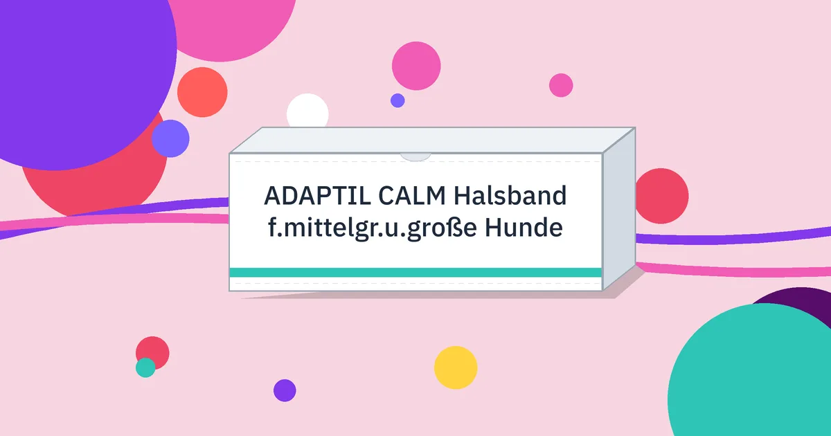 Symbolbild: Packung mit der Aufschrift ADAPTIL CALM Halsband f.mittelgr.u.große Hunde (PZN 17363965) – Verfügbarkeit und Bezug in Apotheken in Frankfurt am Main
