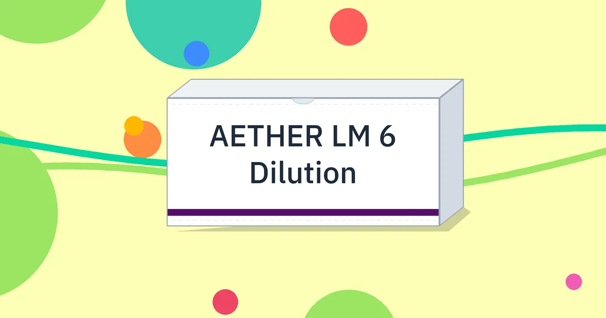 Symbolbild: Packung mit der Aufschrift AETHER LM 6 Dilution (PZN 13299957) – Verfügbarkeit und Bezug in Apotheken in Frankfurt am Main