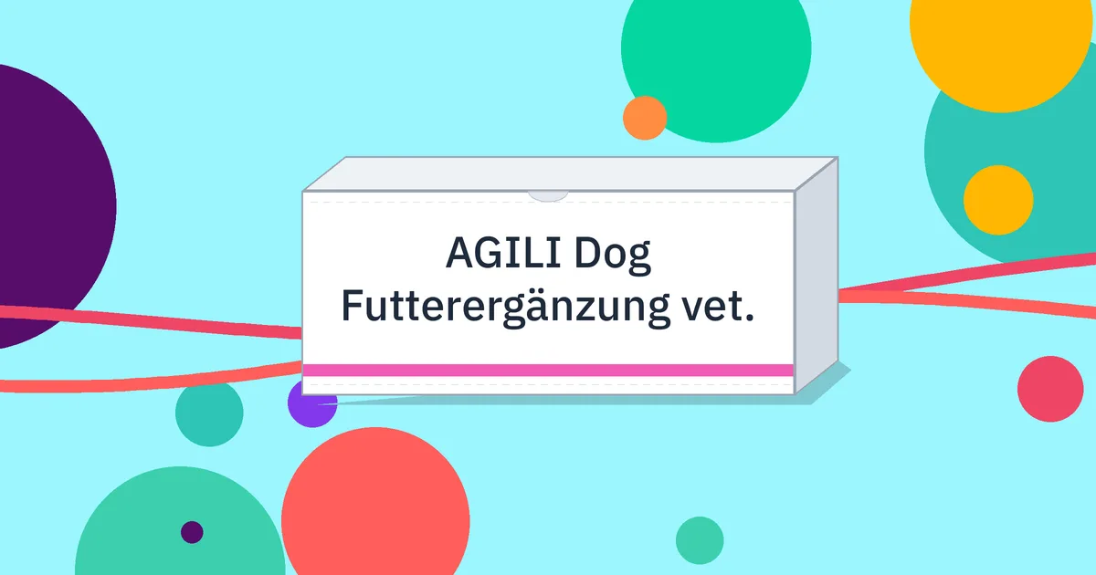 Symbolbild: Packung mit der Aufschrift AGILI Dog Futterergänzung vet. (PZN 02486828) – Verfügbarkeit und Bezug in Apotheken in Frankfurt am Main