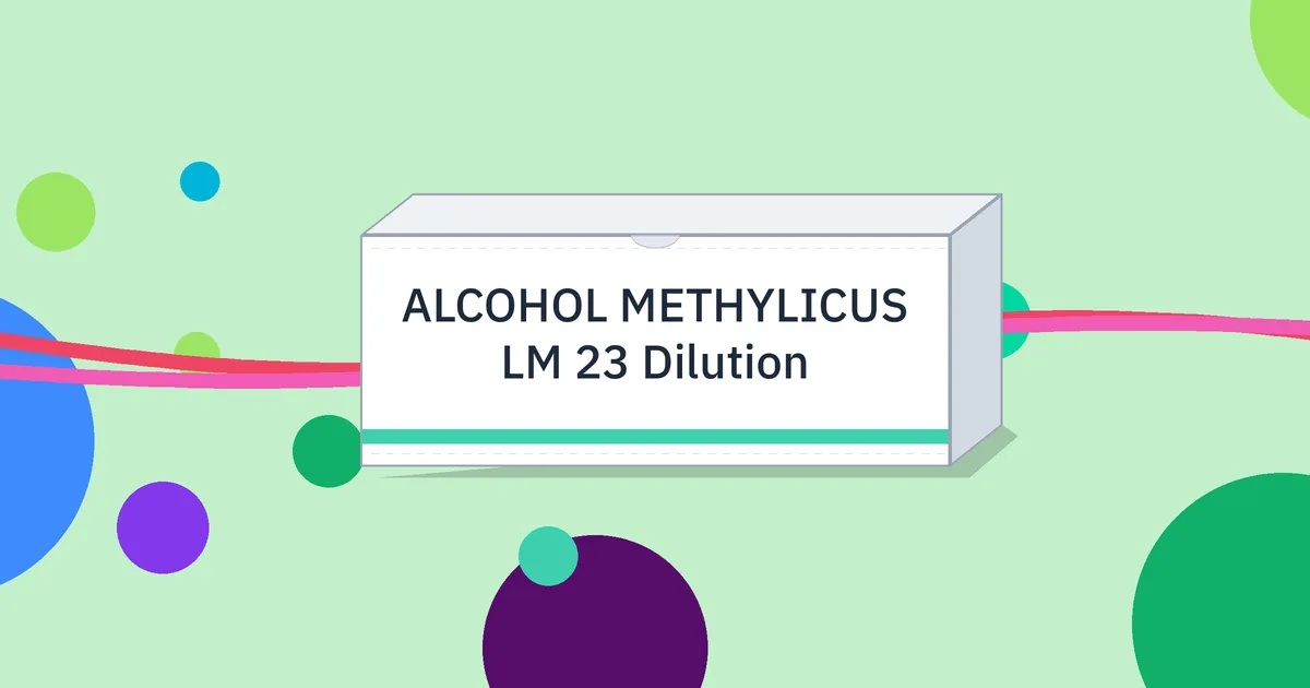 Symbolbild: Packung mit der Aufschrift ALCOHOL METHYLICUS LM 23 Dilution (PZN 13309354) – Verfügbarkeit und Bezug in Apotheken in Frankfurt am Main