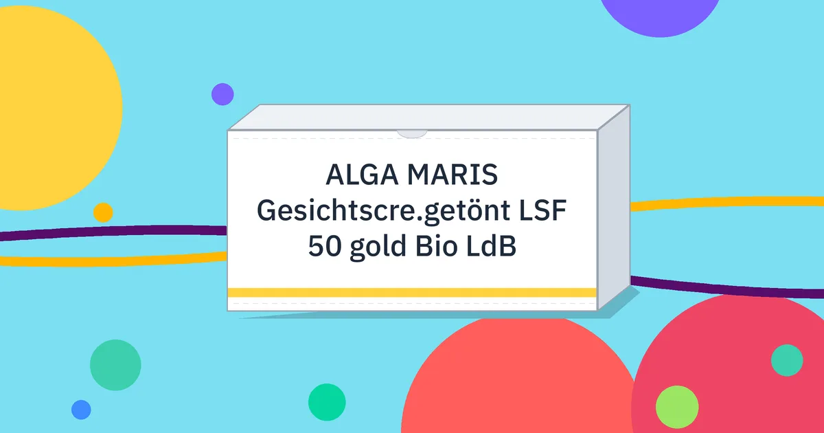 Symbolbild: Packung mit der Aufschrift ALGA MARIS Gesichtscre.getönt LSF 50 gold Bio LdB (PZN 17241742) – Verfügbarkeit und Bezug in Apotheken in Frankfurt am Main