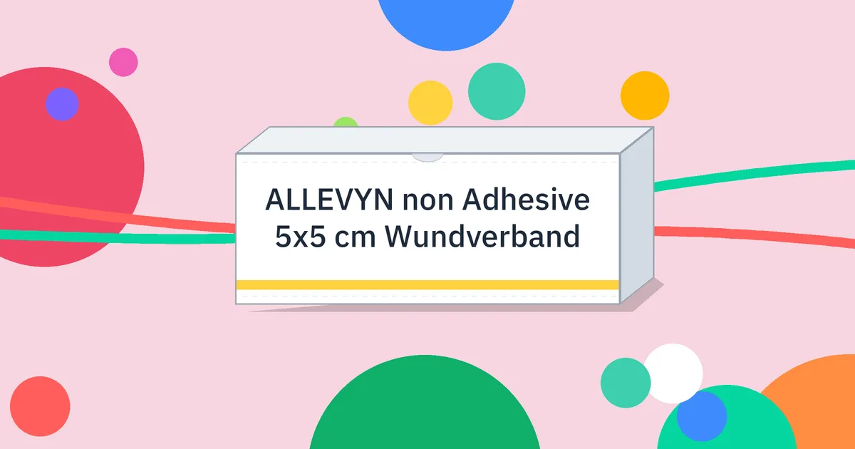 Symbolbild: Packung mit der Aufschrift ALLEVYN non Adhesive 5x5 cm Wundverband (PZN 13984825) – Verfügbarkeit und Bezug in Apotheken in Frankfurt am Main