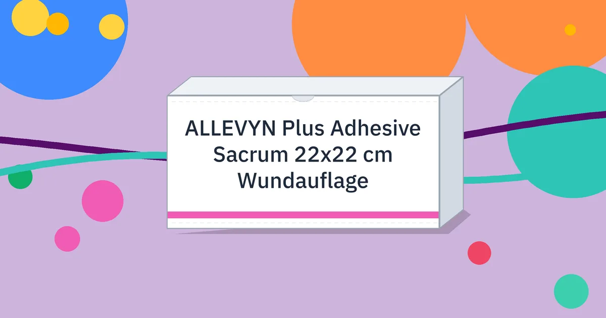 Symbolbild: Packung mit der Aufschrift ALLEVYN Plus Adhesive Sacrum 22x22 cm Wundauflage (PZN 04562752) – Verfügbarkeit und Bezug in Apotheken in Frankfurt am Main