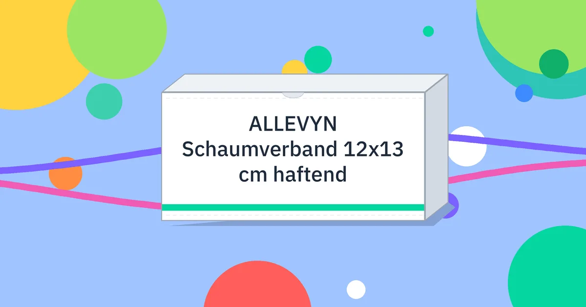 Symbolbild: Packung mit der Aufschrift ALLEVYN Schaumverband 12x13 cm haftend (PZN 11137653) – Verfügbarkeit und Bezug in Apotheken in Frankfurt am Main