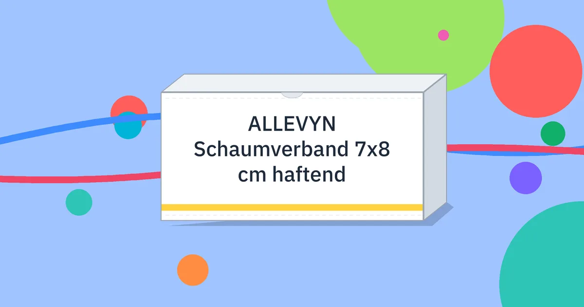 Symbolbild: Packung mit der Aufschrift ALLEVYN Schaumverband 7x8 cm haftend (PZN 19904862) – Verfügbarkeit und Bezug in Apotheken in Frankfurt am Main