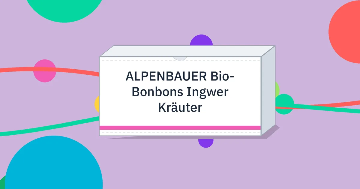 Symbolbild: Packung mit der Aufschrift ALPENBAUER Bio-Bonbons Ingwer Kräuter (PZN 17154285) – Verfügbarkeit und Bezug in Apotheken in Frankfurt am Main