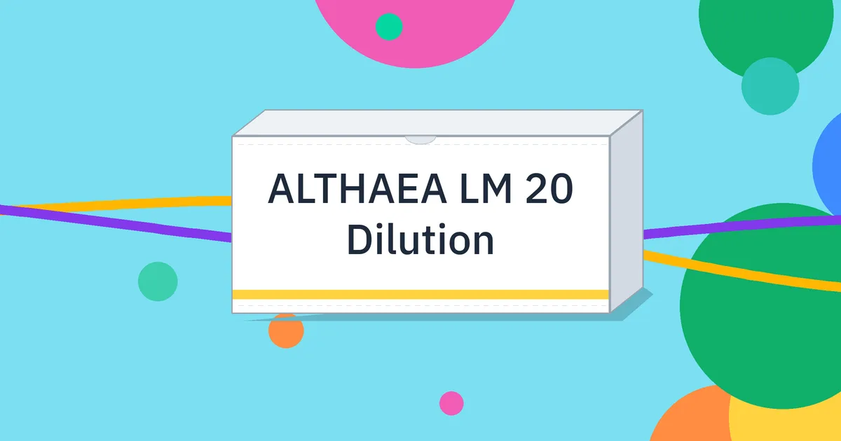 Symbolbild: Packung mit der Aufschrift ALTHAEA LM 20 Dilution (PZN 13315395) – Verfügbarkeit und Bezug in Apotheken in Frankfurt am Main