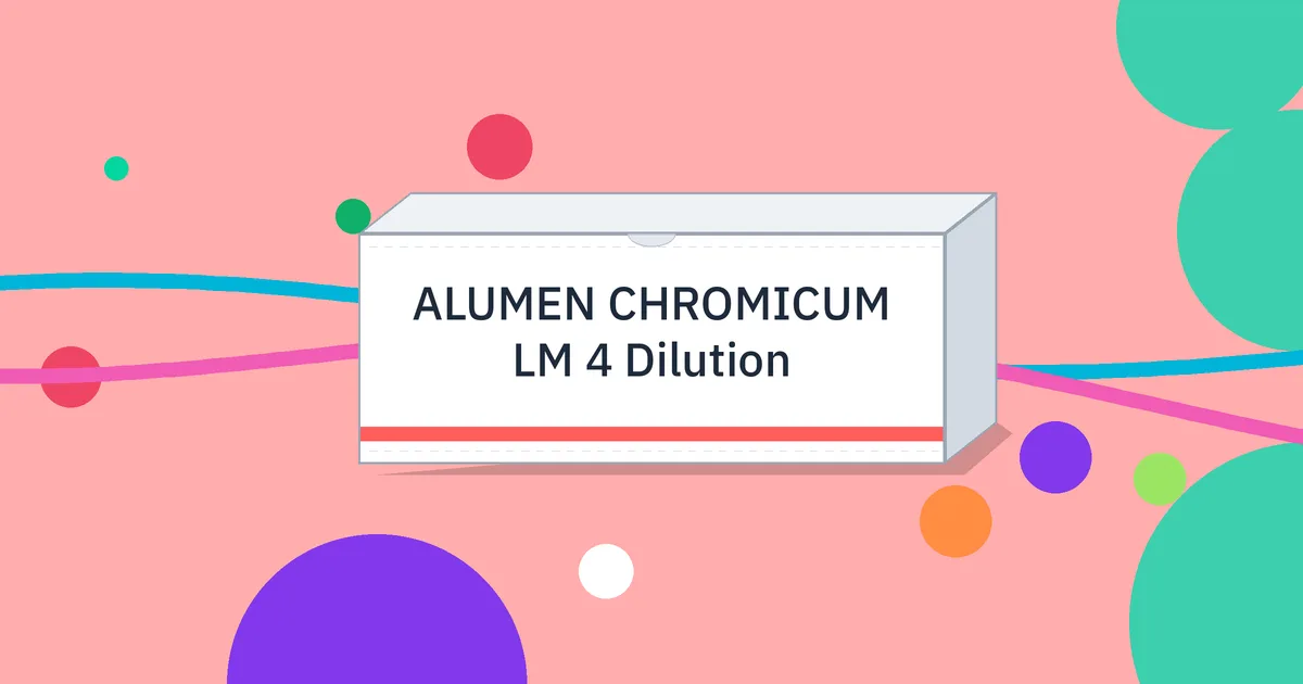 Symbolbild: Packung mit der Aufschrift ALUMEN CHROMICUM LM 4 Dilution (PZN 13315679) – Verfügbarkeit und Bezug in Apotheken in Frankfurt am Main