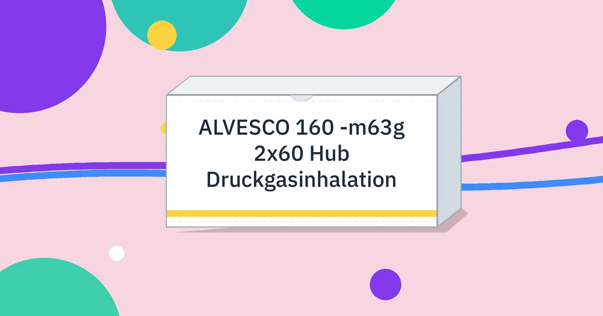 Symbolbild: Packung mit der Aufschrift ALVESCO 160 -m63g 2x60 Hub Druckgasinhalation (PZN 02787091) – Verfügbarkeit und Bezug in Apotheken in Frankfurt am Main