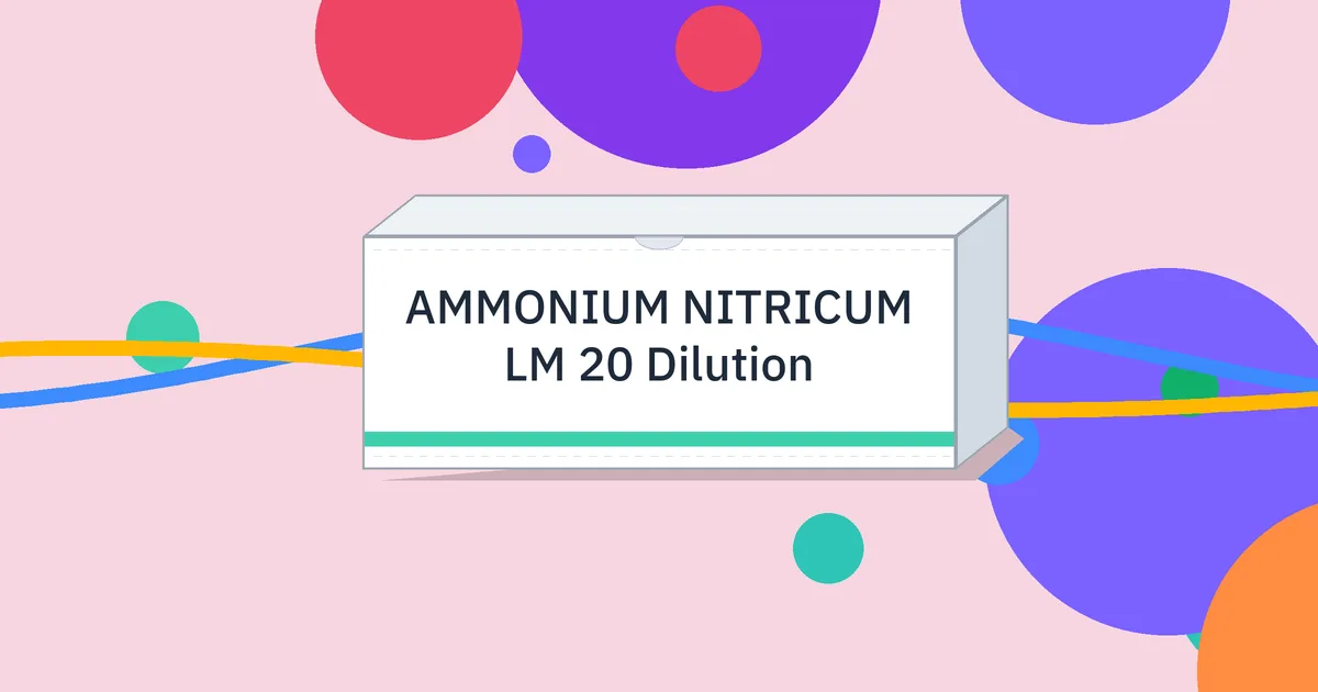 Symbolbild: Packung mit der Aufschrift AMMONIUM NITRICUM LM 20 Dilution (PZN 13321898) – Verfügbarkeit und Bezug in Apotheken in Frankfurt am Main