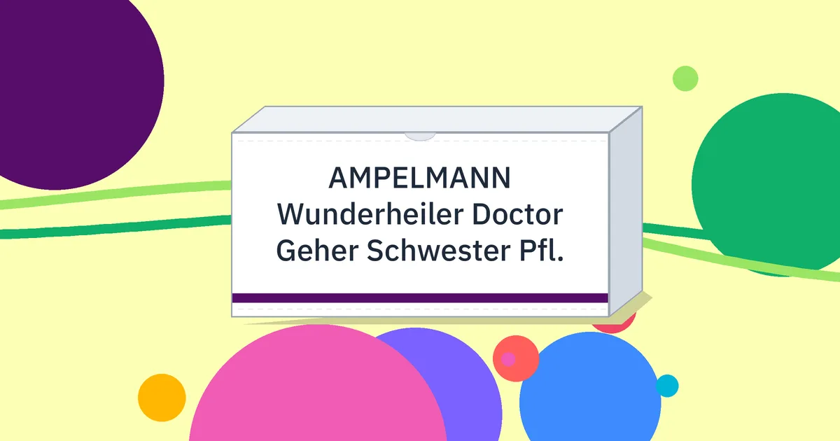 Symbolbild: Packung mit der Aufschrift AMPELMANN Wunderheiler Doctor Geher Schwester Pfl. (PZN 20617665) – Verfügbarkeit und Bezug in Apotheken in Frankfurt am Main