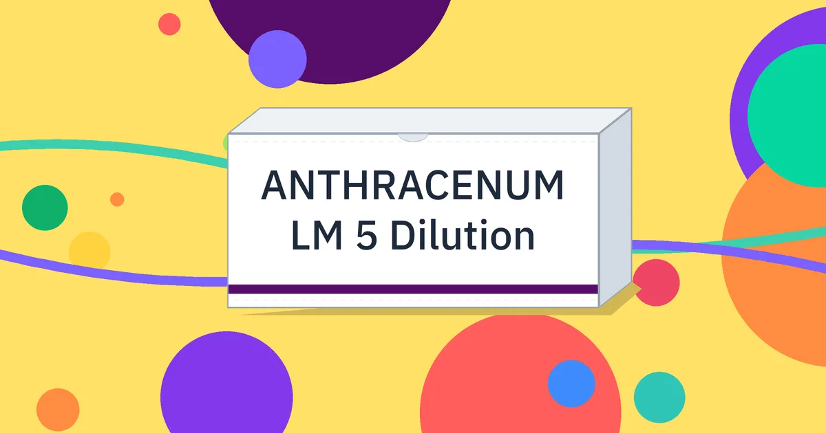 Symbolbild: Packung mit der Aufschrift ANTHRACENUM LM 5 Dilution (PZN 13370193) – Verfügbarkeit und Bezug in Apotheken in Frankfurt am Main