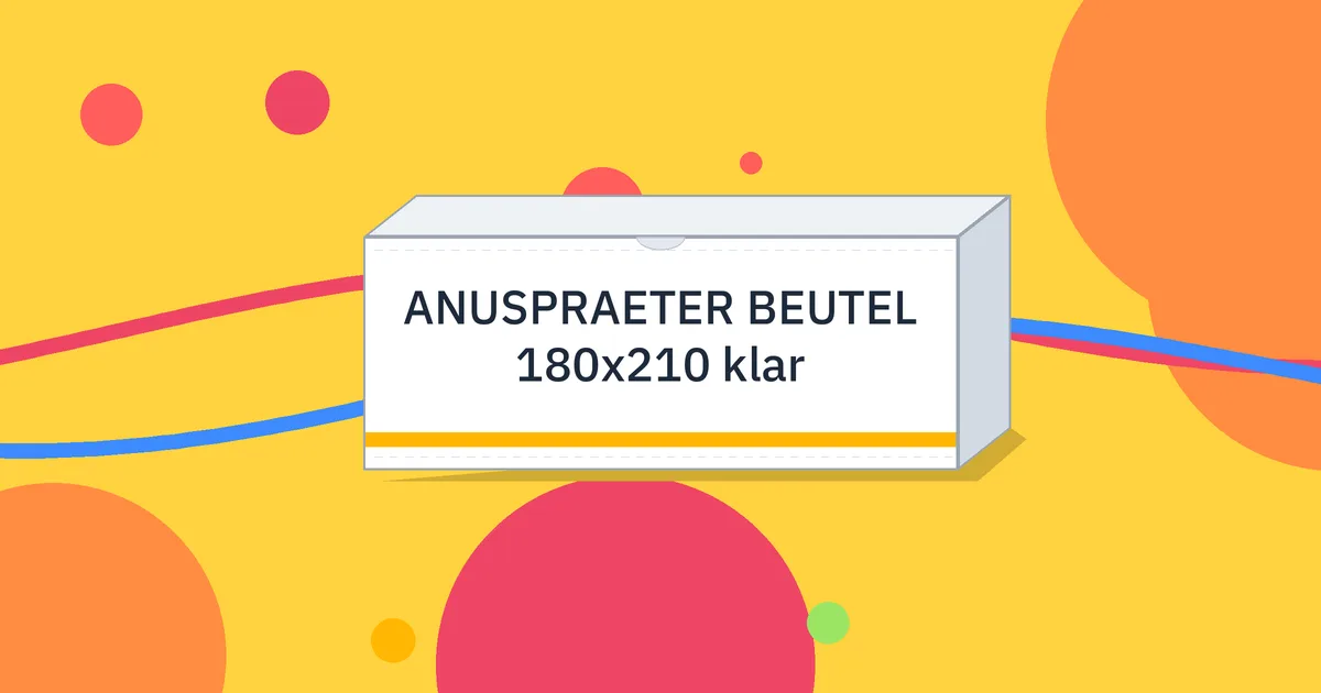 Symbolbild: Packung mit der Aufschrift ANUSPRAETER BEUTEL 180x210 klar (PZN 01960943) – Verfügbarkeit und Bezug in Apotheken in Frankfurt am Main