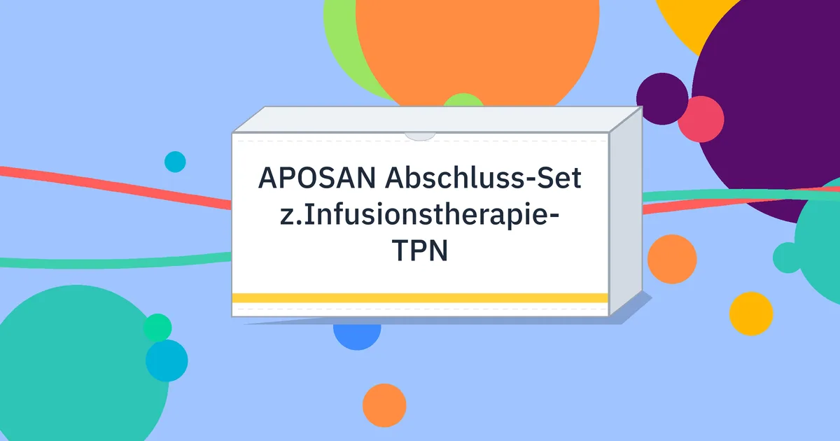 Symbolbild: Packung mit der Aufschrift APOSAN Abschluss-Set z.Infusionstherapie-TPN (PZN 10333607) – Verfügbarkeit und Bezug in Apotheken in Frankfurt am Main