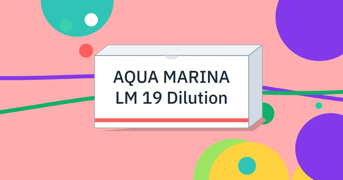 Symbolbild: Packung mit der Aufschrift AQUA MARINA LM 19 Dilution (PZN 12765587) – Verfügbarkeit und Bezug in Apotheken in Frankfurt am Main